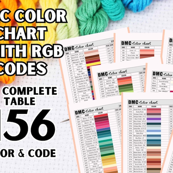 Dmc Floss Color Chart - Etsy