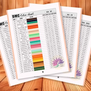 DMC Color Charts With 456 Colors and RGB Codes Digital Download ...