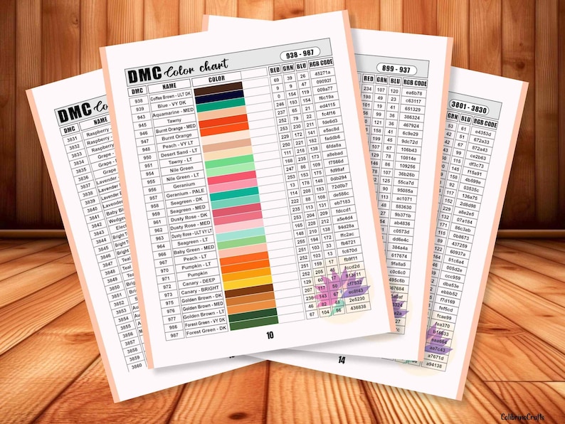 DMC Color Charts With 456 Colors and RGB Codes Digital Download ...