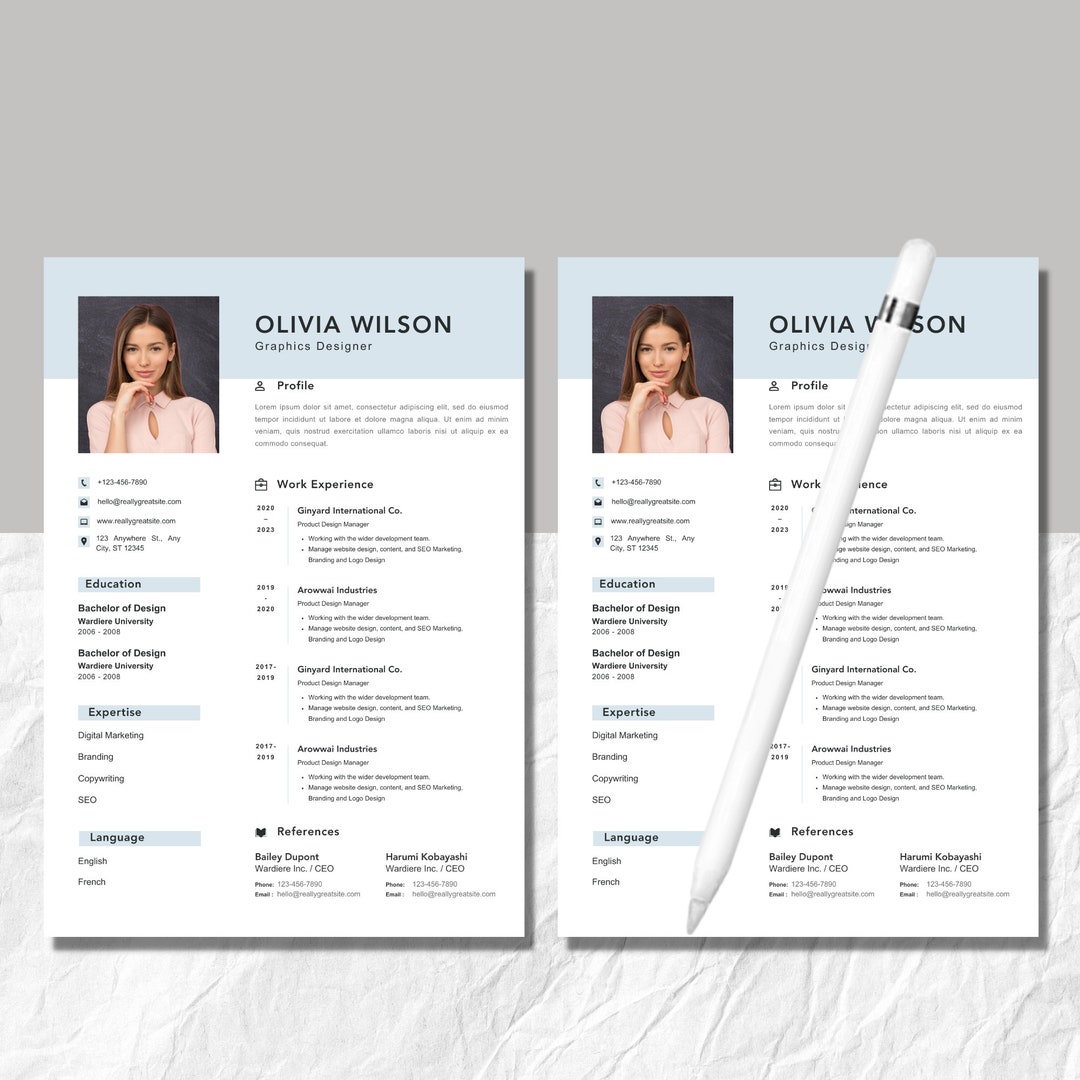Simple CVV Ats Resume Template Picture CV - Etsy