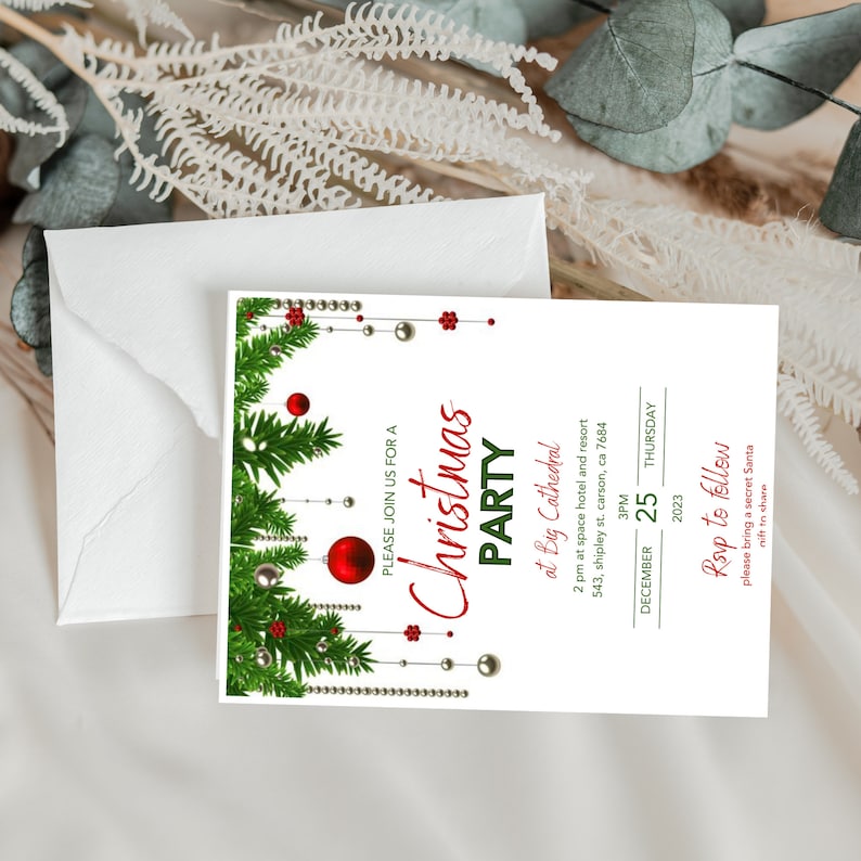 Editable Christmas Party Invitation Holiday Company Editable Christmas ...