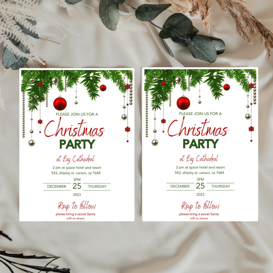 Editable Christmas Party Invitation Holiday Company Editable Christmas ...