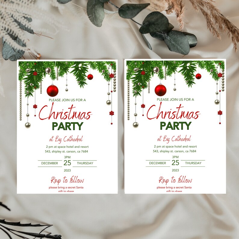 Editable Christmas Party Invitation Holiday Company Editable Christmas ...