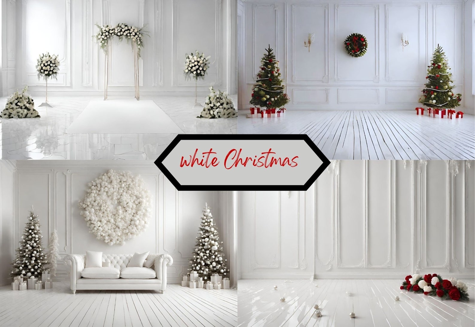 Winter Wonderland Digital Backdrop, White Christmas Digital Backdrop ...