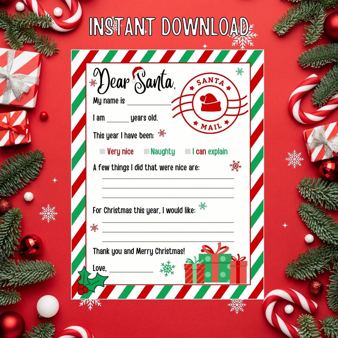 Letter to Santa Printable Easy to Print Kid’s Letter to Santa Letter ...