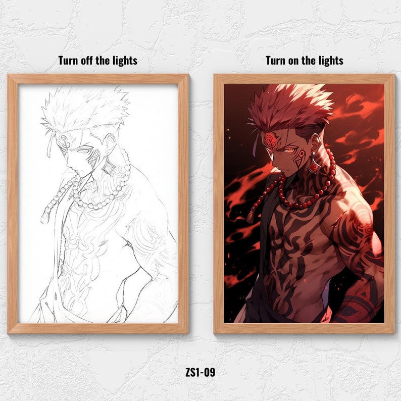 Custom Sukuna Jujutsu Kaisen LED Art Poster Wood Frame Home - Etsy Hong ...