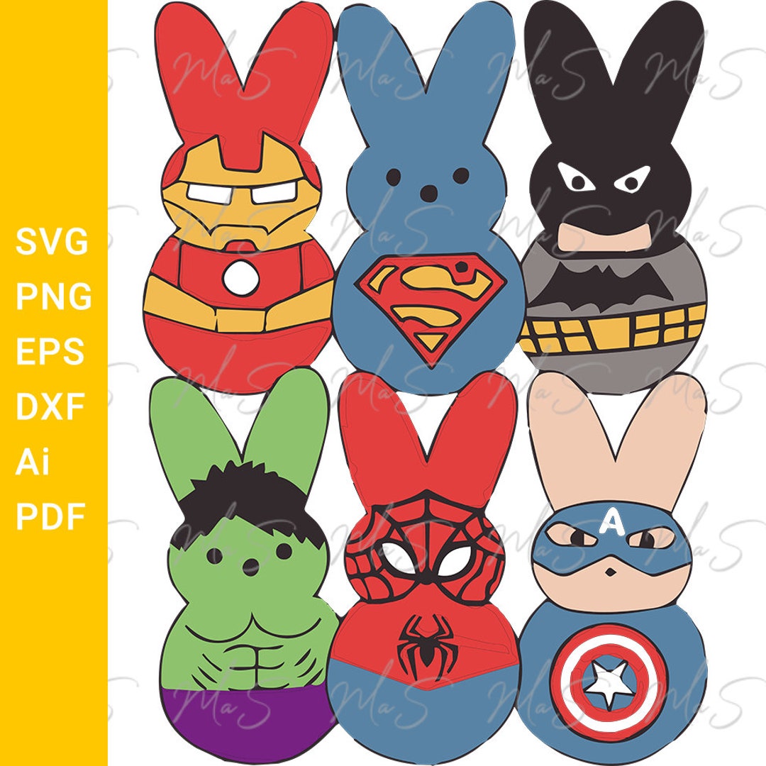 Easter Superhero Svg | Easter Peeps Svg | Easter Bunny Superheroes ...