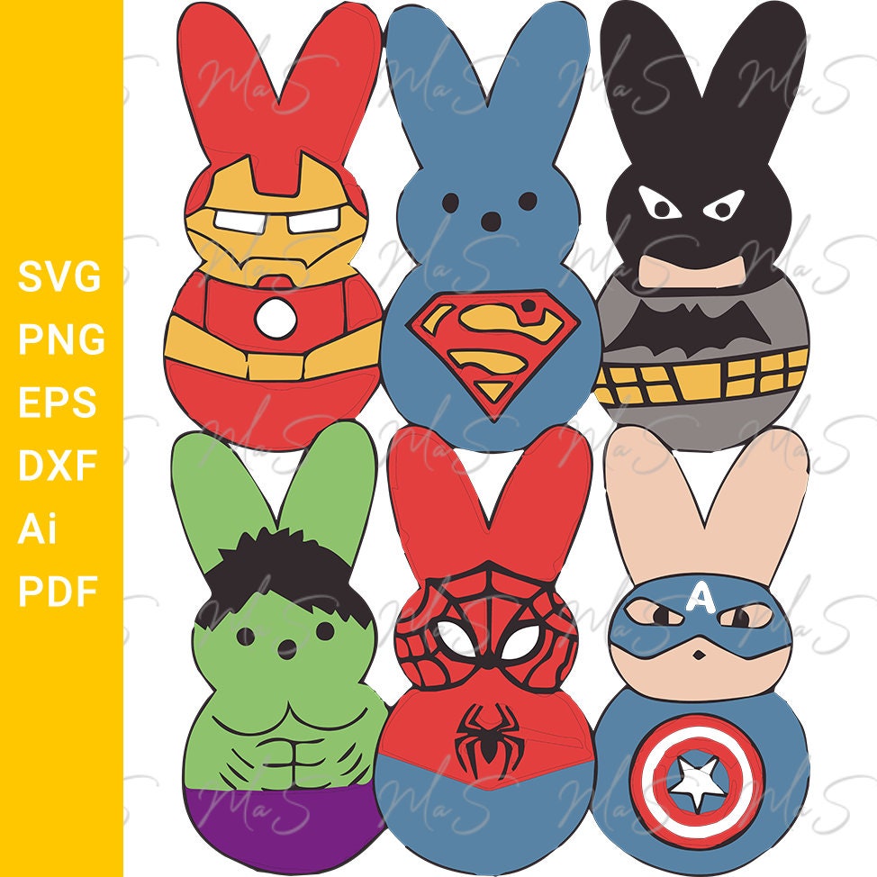 Easter Superhero Svg | Easter Peeps Svg | Easter Bunny Superheroes ...
