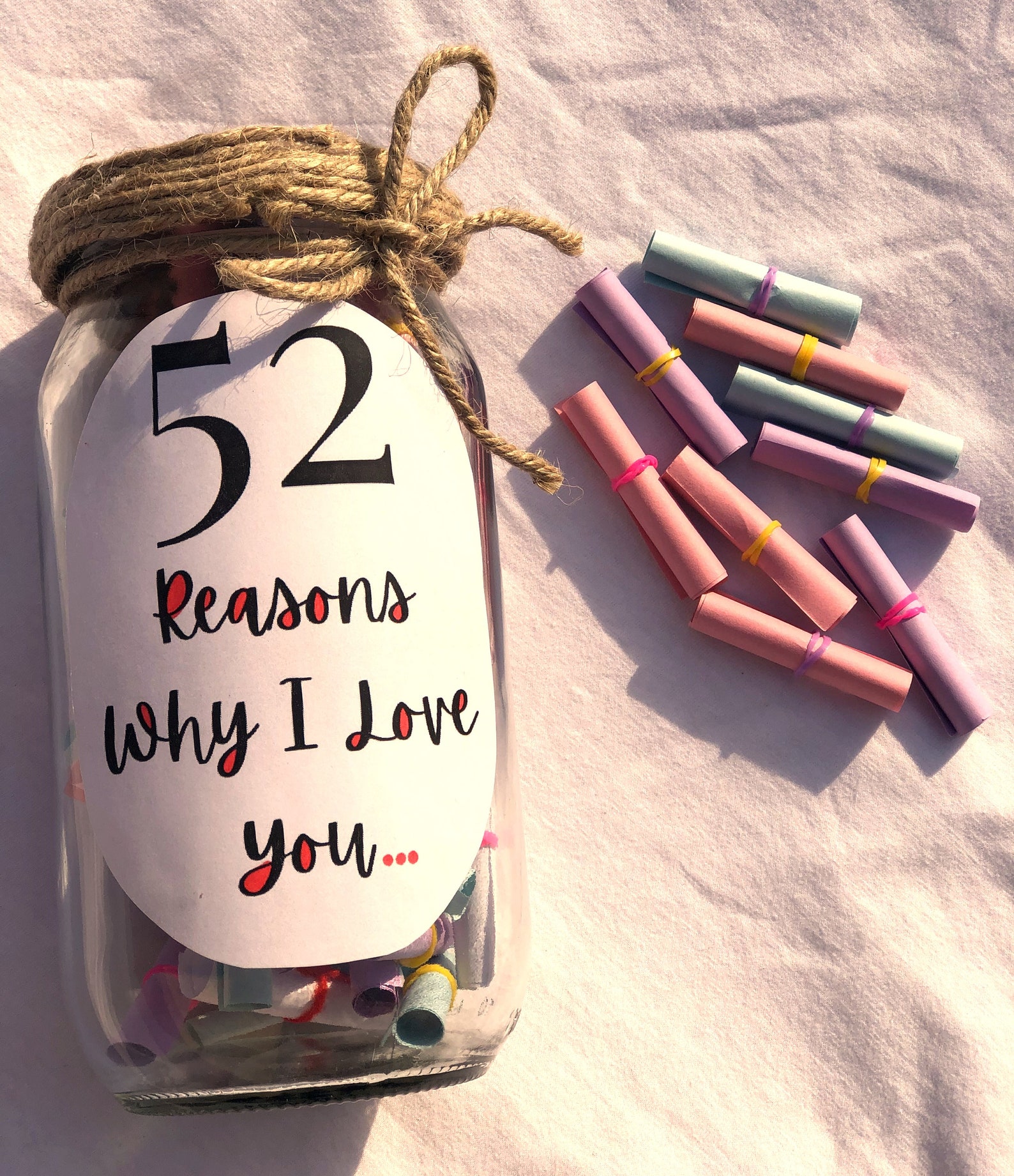 52 Reasons Why I Love You Jar,100 Message Filled Mason Jar, Love Notes ...