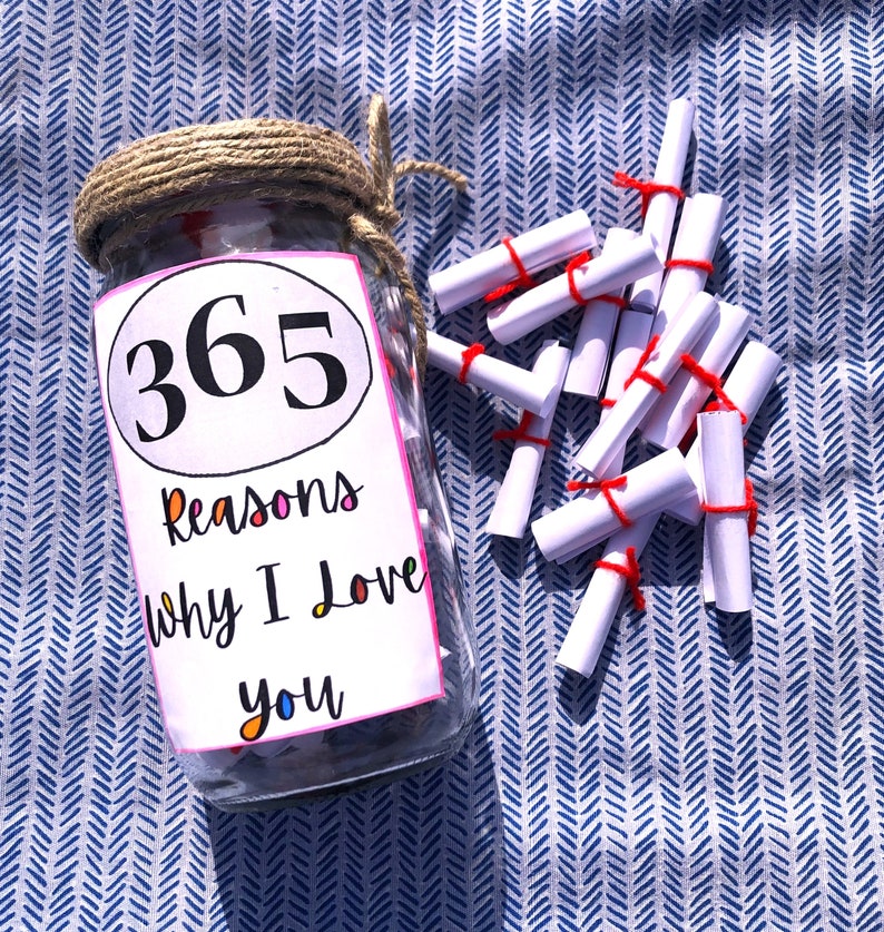 365 Reasons Why I Love You Jar, 365 Message Filled Mason Jar, Love ...