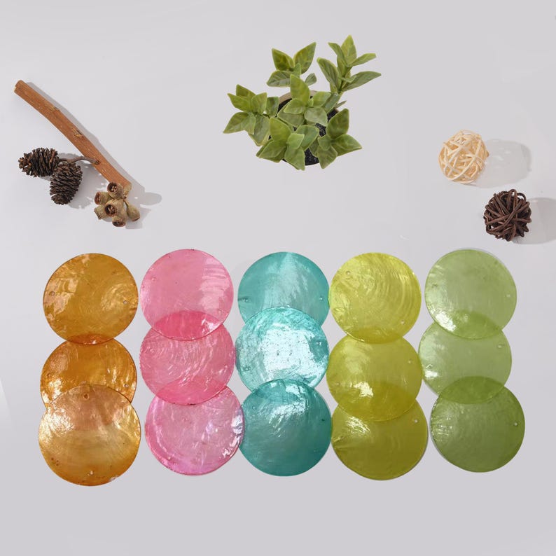 Round Capiz Shells in Various Colors With 1 Hole, DIY Handicrafts for ...