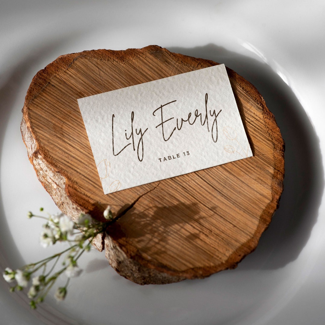 Minimalistic Wedding Placecards, Modern Name Place Card Templates ...