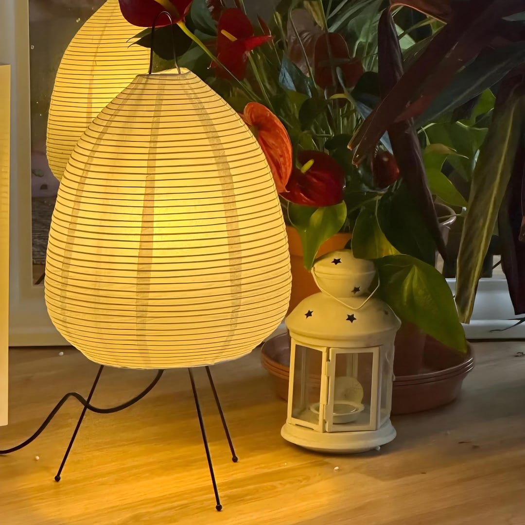 Japanese Design Table Lamp Rice Paper Print for Bedroom Vintage Retro ...