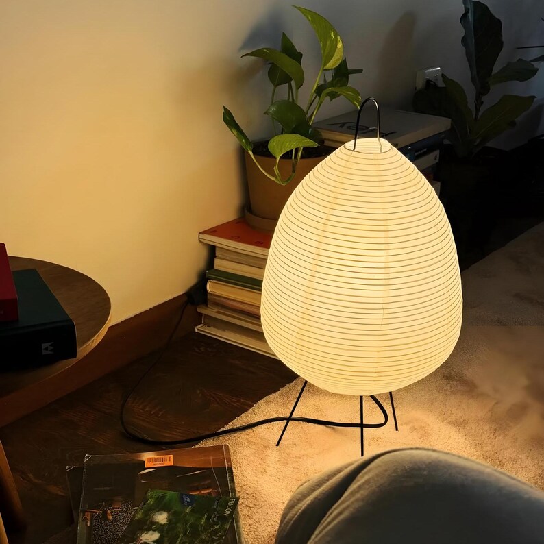 Japanese Design Table Lamp Rice Paper Print for Bedroom Vintage Retro ...