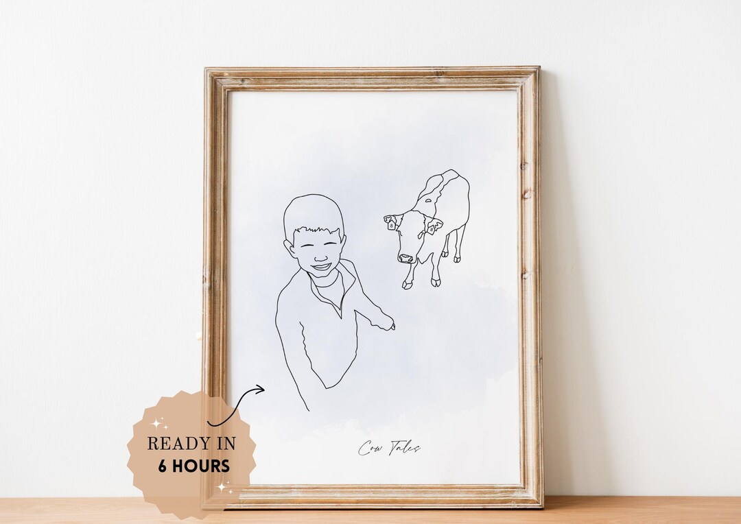 Custom Digital One Line Art Drawing Pet Portrait From Photo, Dog and ...