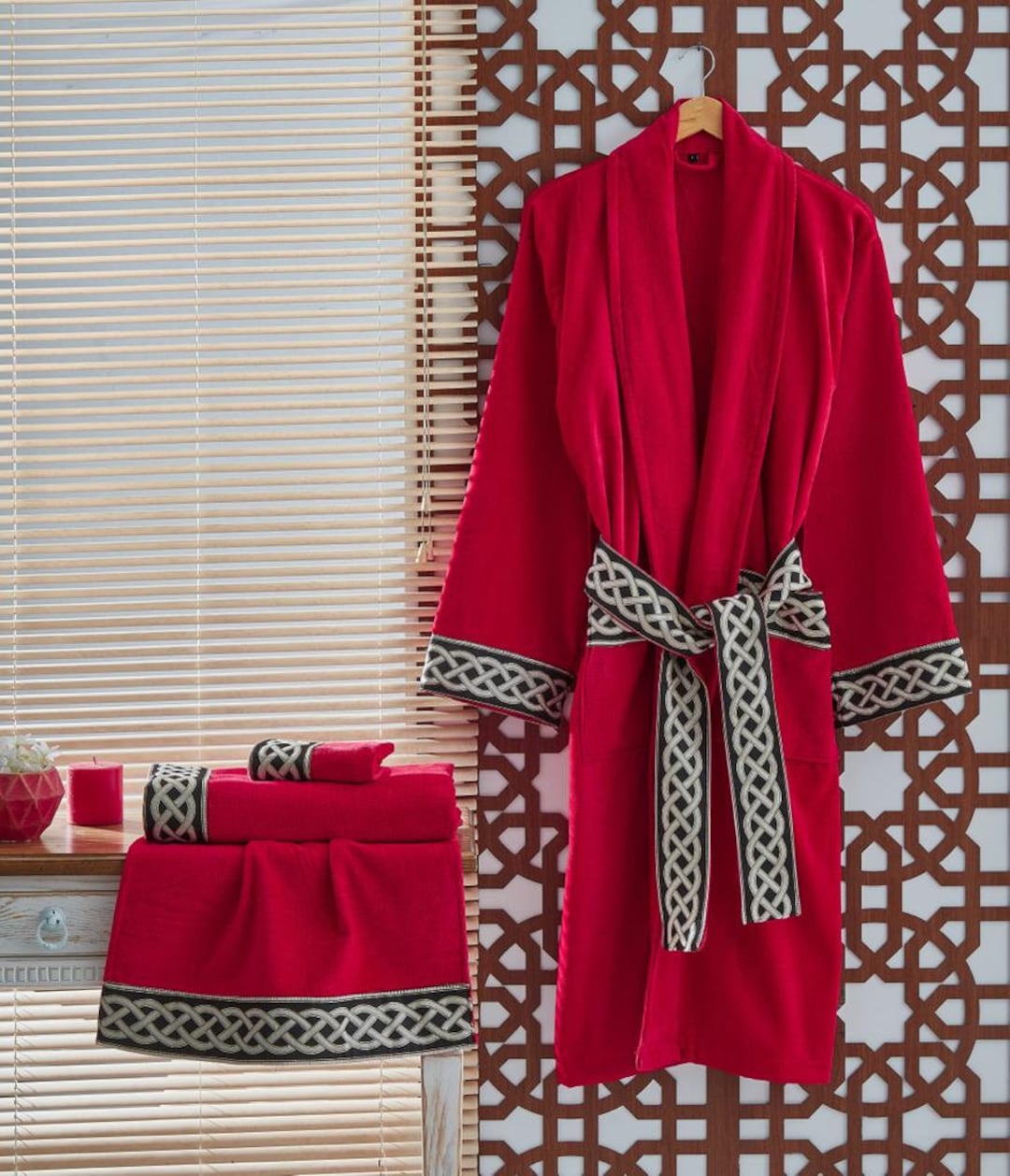 100% Cotton 4-piece Bathrobe Set Luxury Towel Bathrobe Set Gift Products Birthday Gift New Year ...