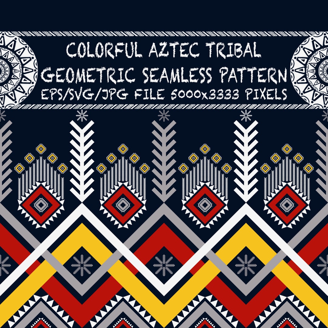 Colorful Aztec Tribal Geometric Shape Seamless Pattern Bohemian Ethnic ...