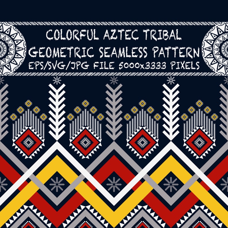 Colorful Aztec Tribal Geometric Shape Seamless Pattern Bohemian Ethnic ...
