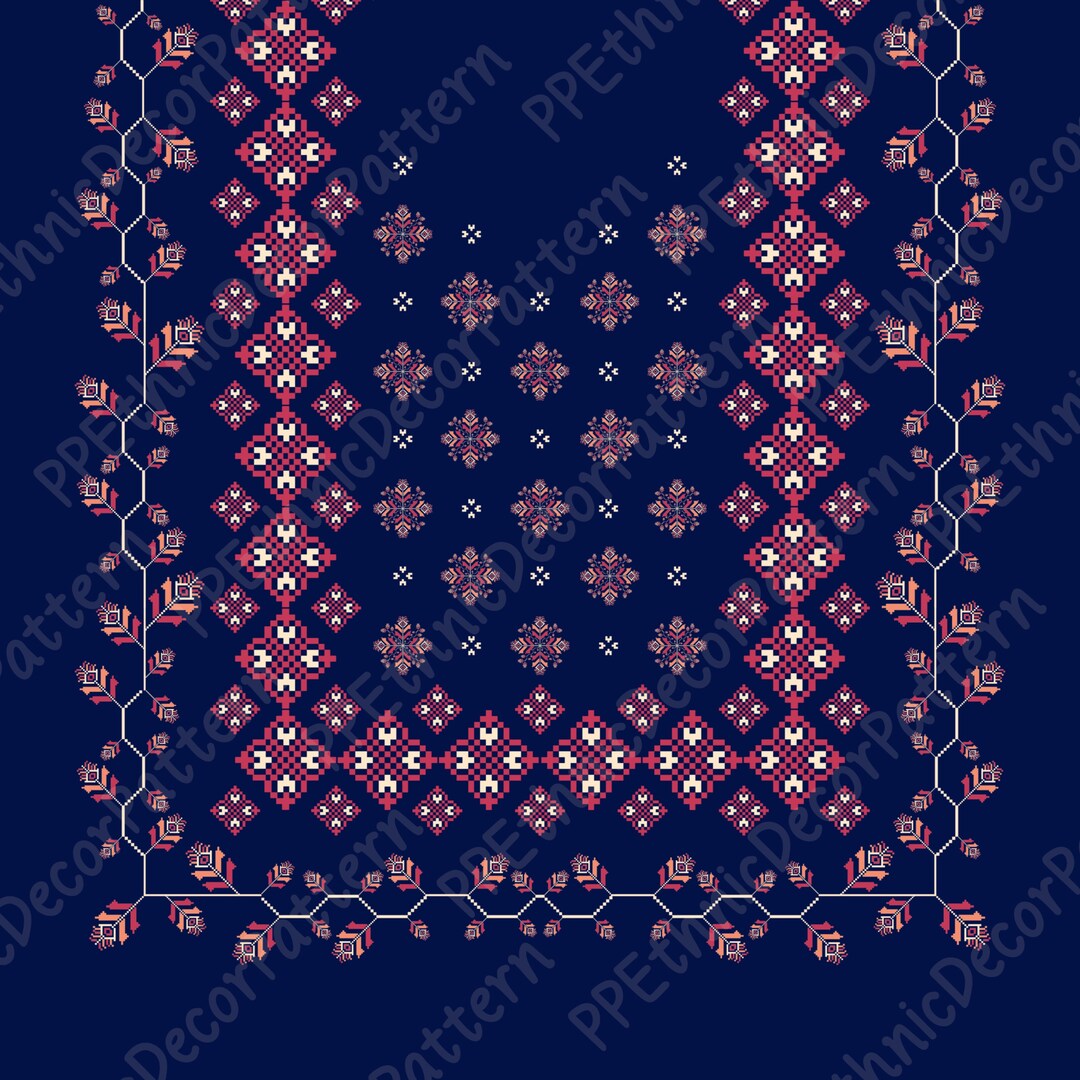Embroidery Ethnic Neckline Patch Floral Pattern SVG, Traditional Neck ...
