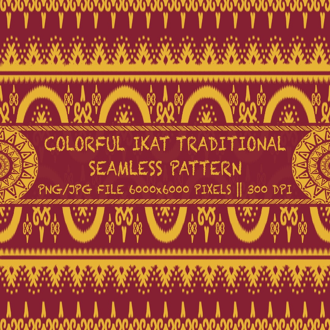 Colorful Ikat Traditional Asian Seamless Pattern Bohemian Eclectic Home ...