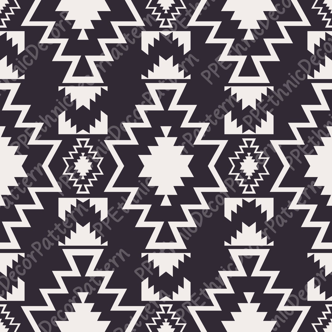 Aztec Southwestern Geometric Black and White Seamless Pattern SVG ...
