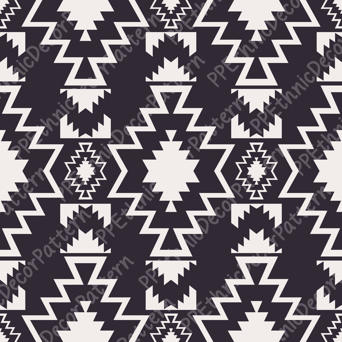 Aztec Southwestern Geometric Black and White Seamless Pattern SVG ...
