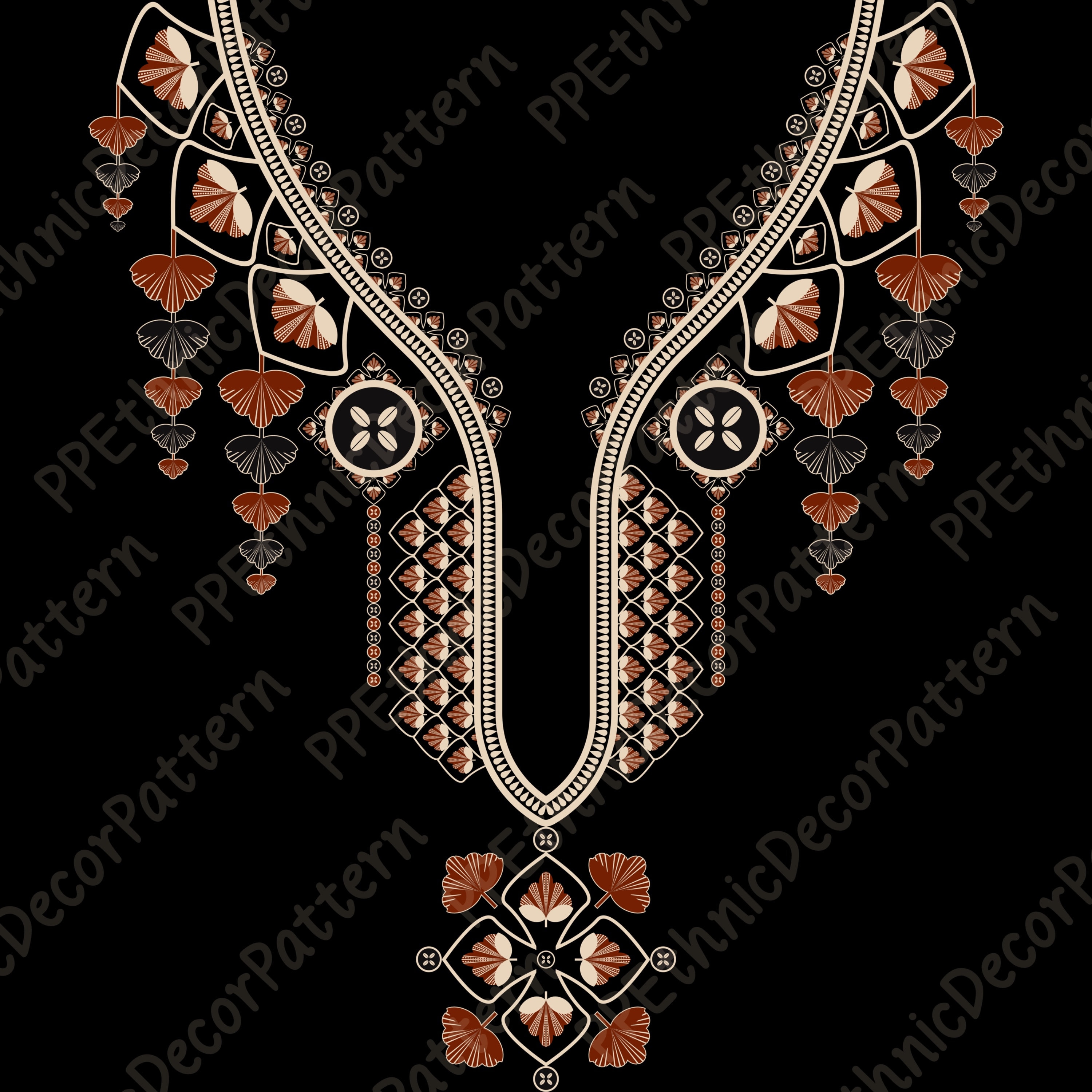 Ethnic Floral Tunic Neckline Machine Embroidery Pattern for Women Neck ...