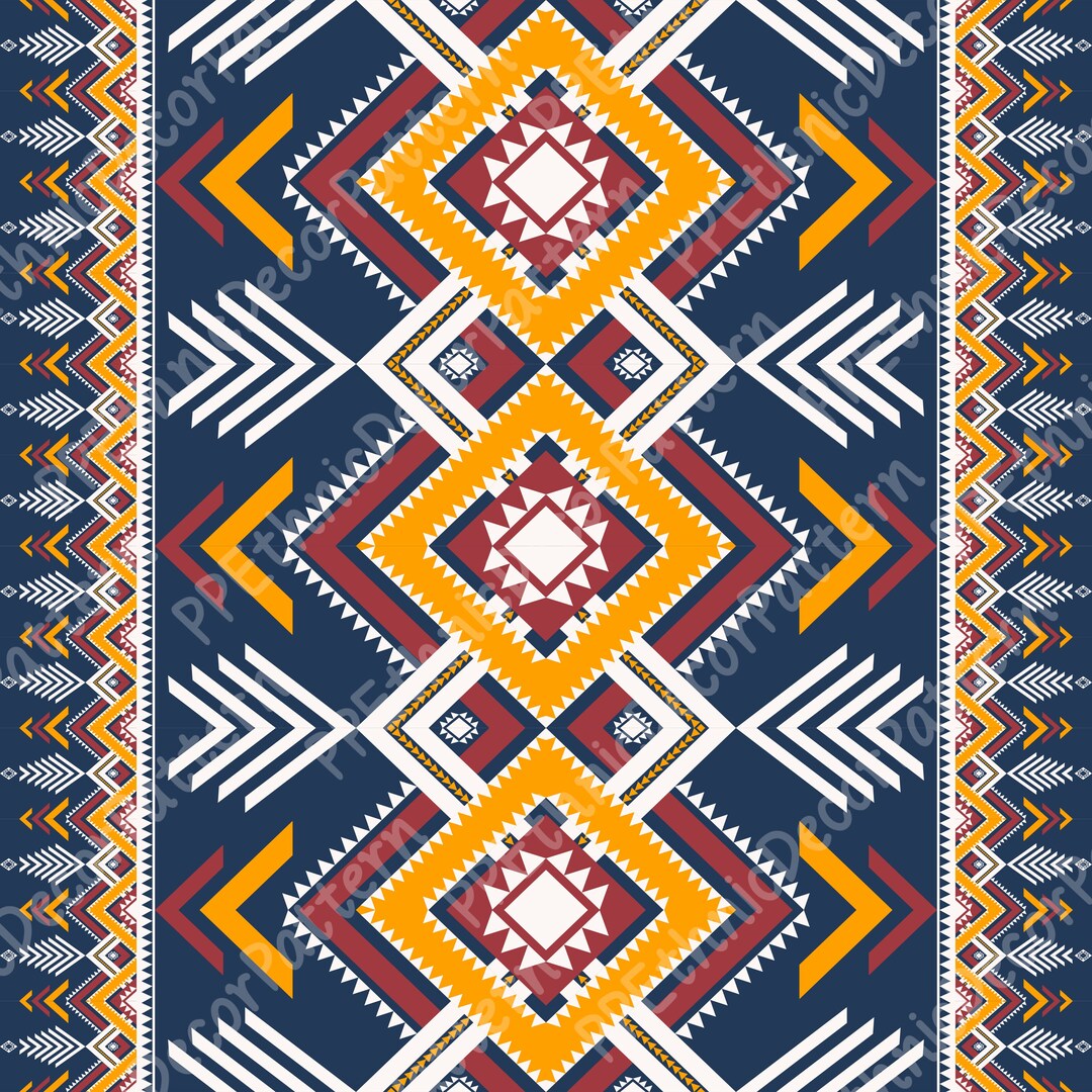 Colorful Aztec Geometric Shape Seamless Pattern SVG, Colorful Native ...