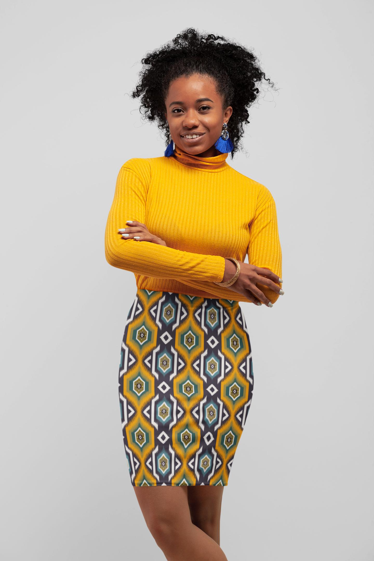 Colorful African Tribal Abstract Geometric Motifs Pattern, African ...