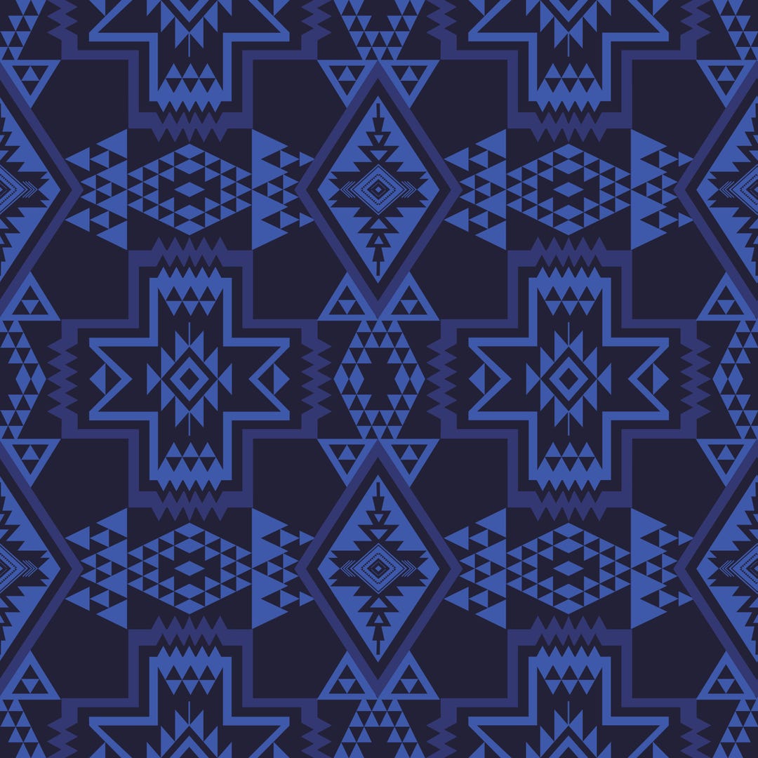 Monochrome Blue Native American Southwestern Navajo Home Decor Seamless ...