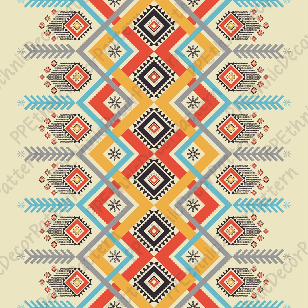 Colorful Aztec Geometric Shape Seamless Pattern SVG, Colorful Native ...