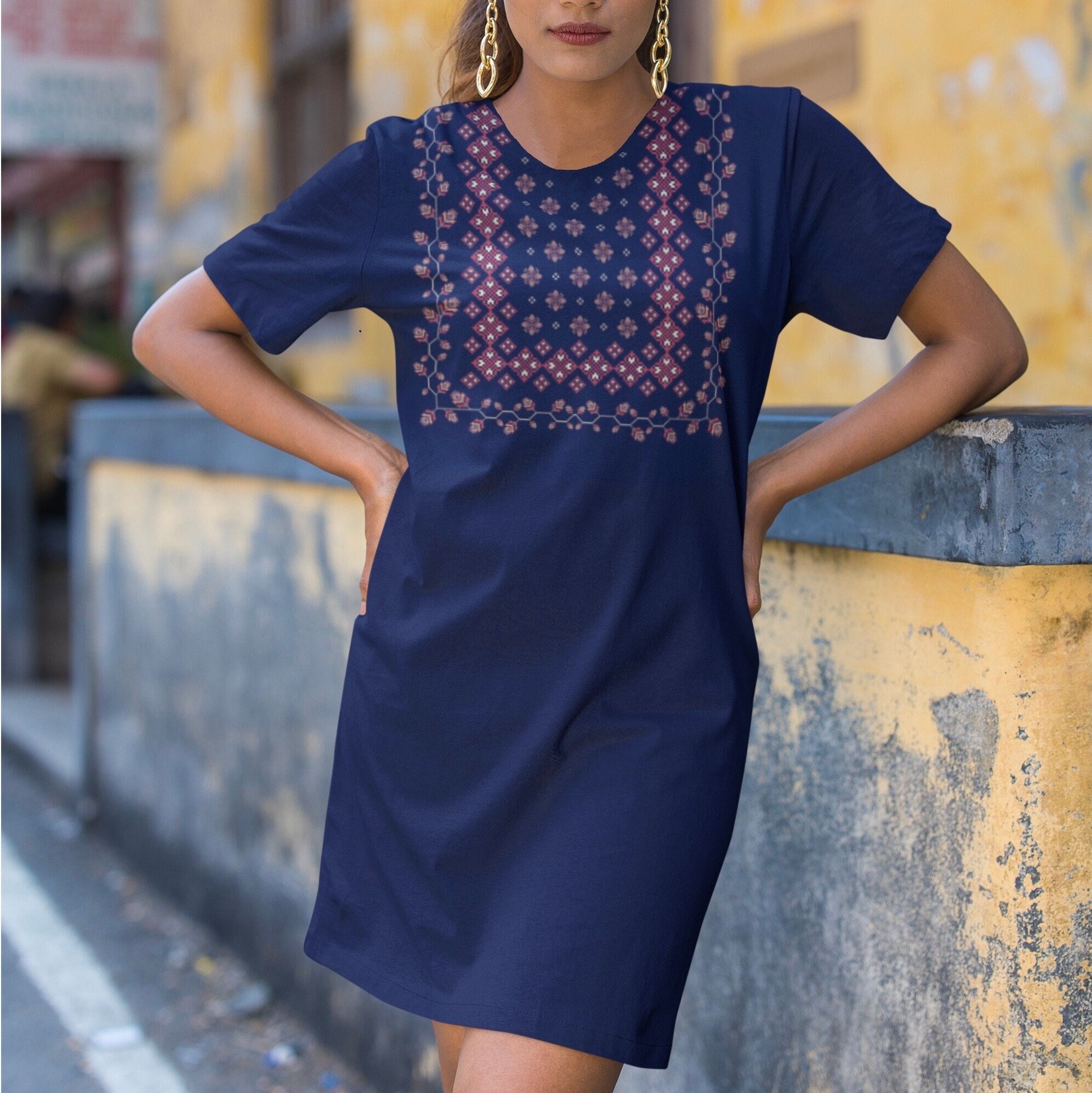 Embroidery Ethnic Neckline Patch Floral Pattern SVG, Traditional Neck ...