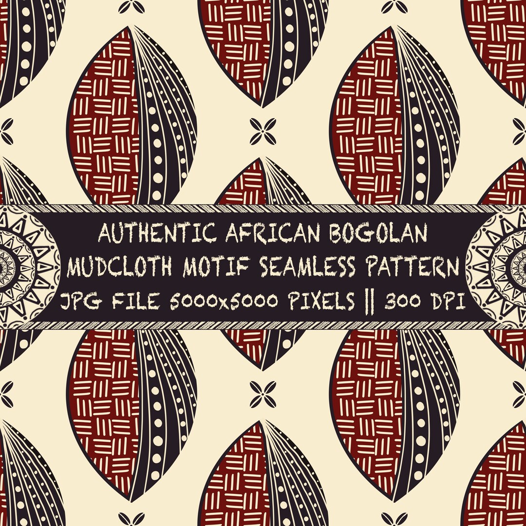 Authentic West African Mudcloth Bogolan Motif Inspired Seamless Pattern ...
