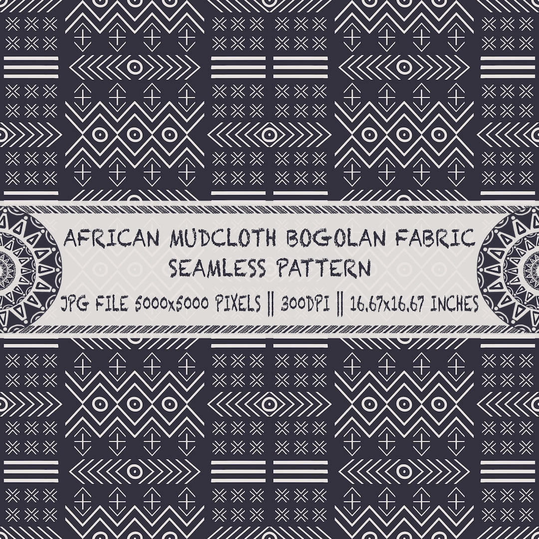 Authentic African Mudcloth Bogolan Black and White Traditional Ethnic ...