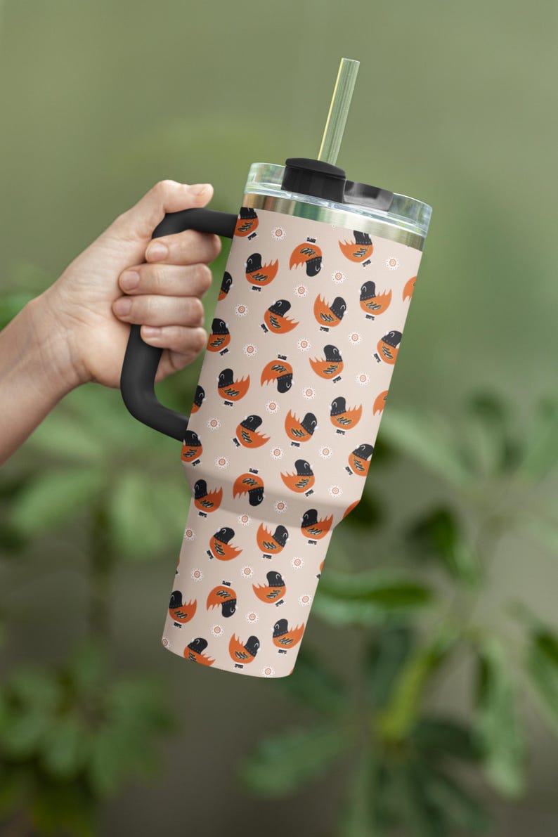 Baltimore Orioles Bird Seamless Pattern PNG, Folk Art Bird Animal ...