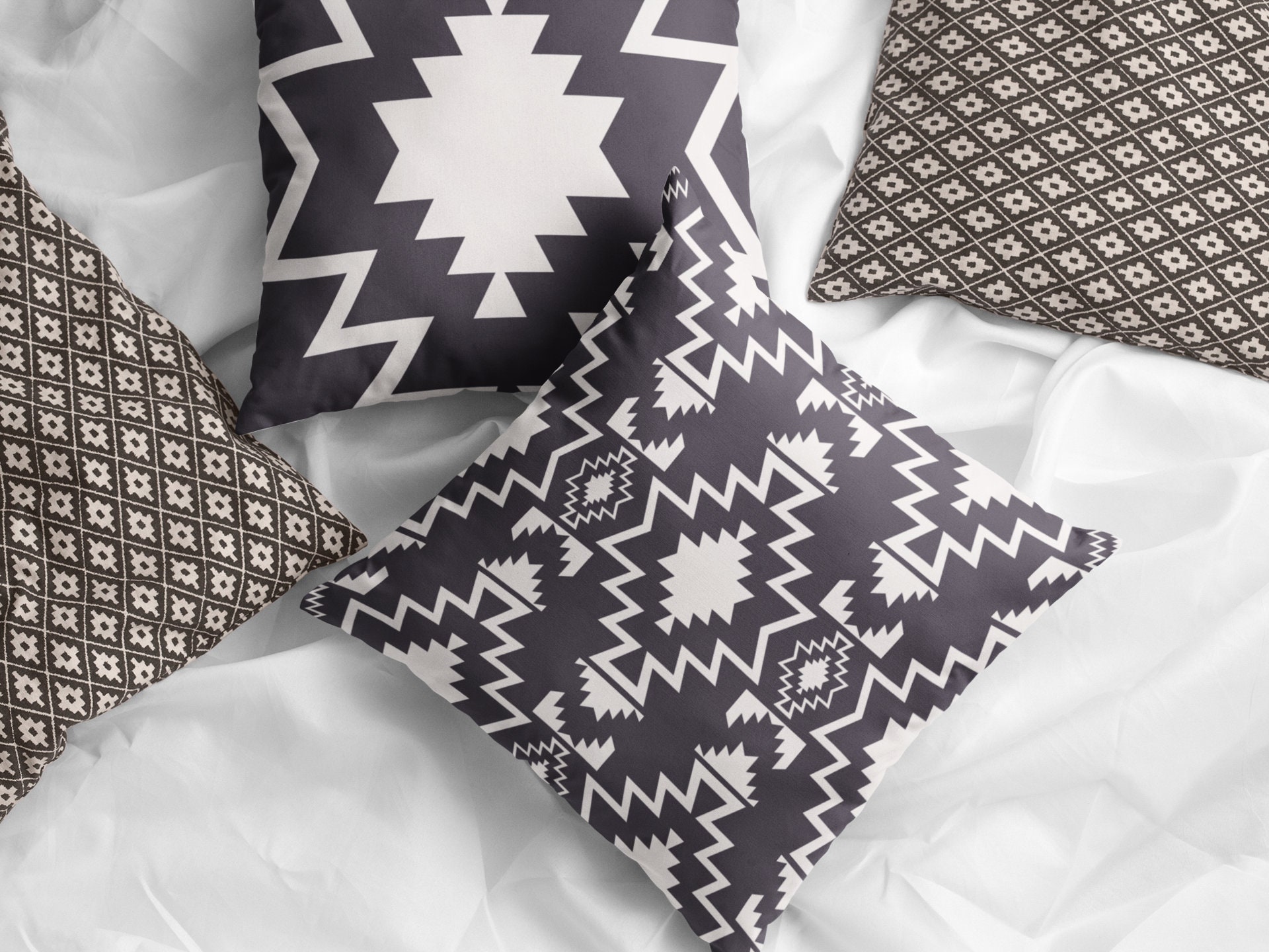 Aztec Southwestern Geometric Black and White Seamless Pattern SVG ...