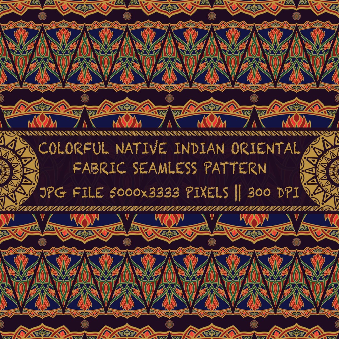 Traditional Colorful Native Indian Oriental Fabric Digital Print ...