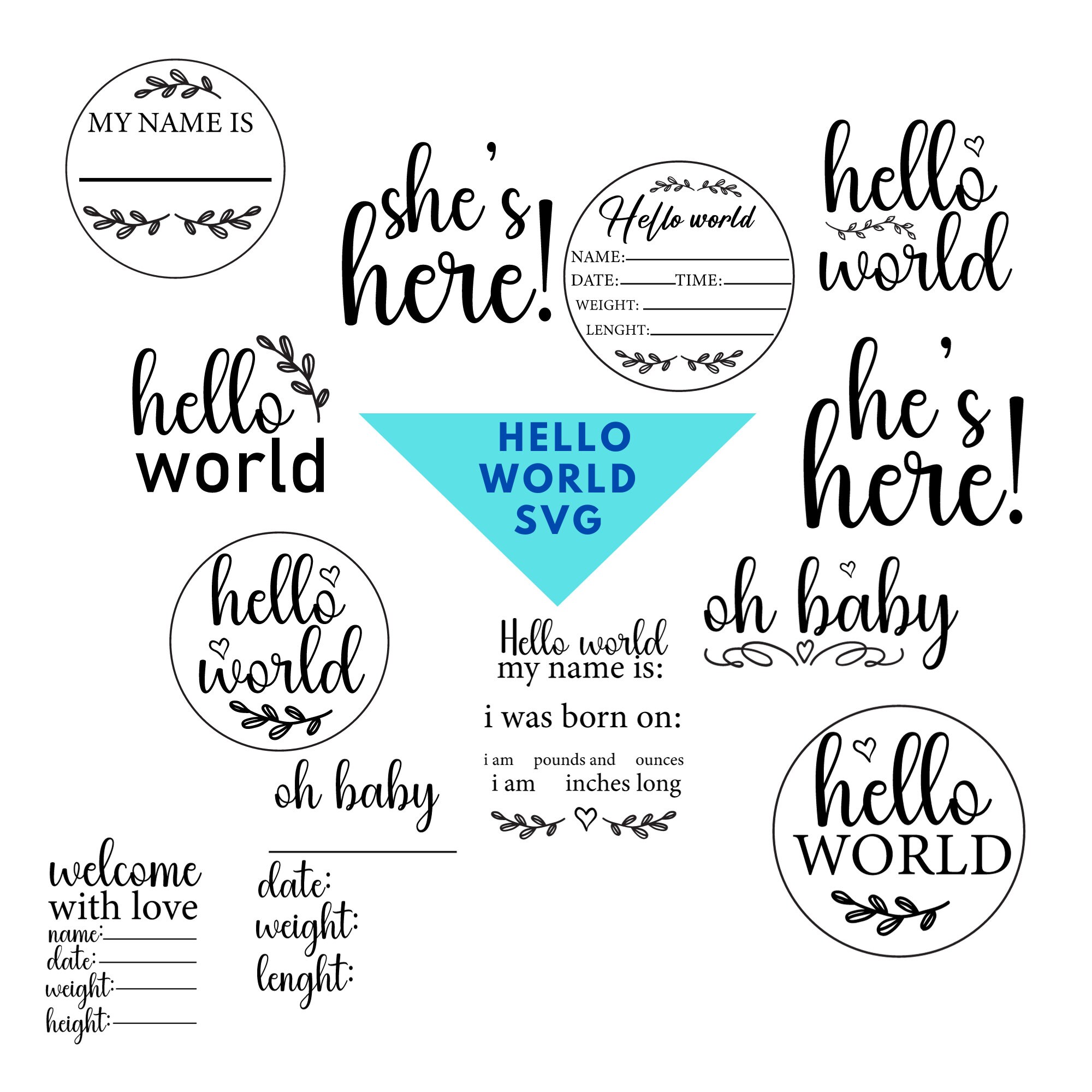 Baby Announcement Svg Baby Stat Sign Svg Hello World Svg Welcome Baby ...