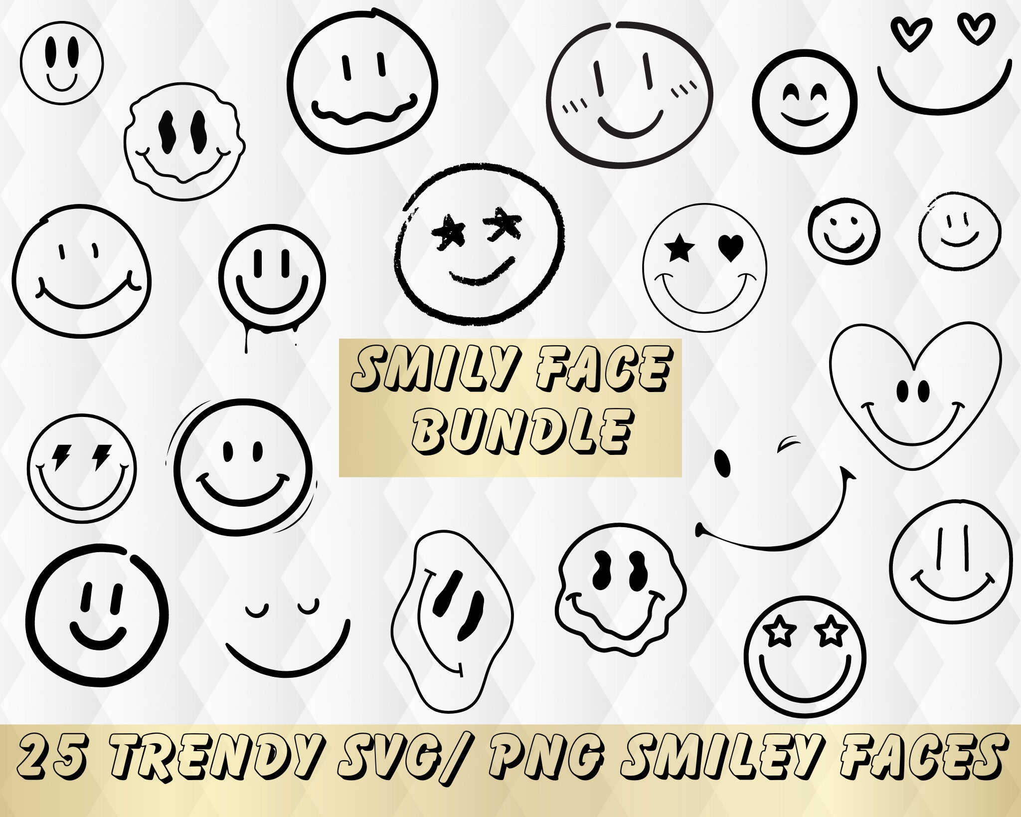 Smiley Face SVG Mega Bundle Smiley Face PNG Digital Download Emoji Svg ...