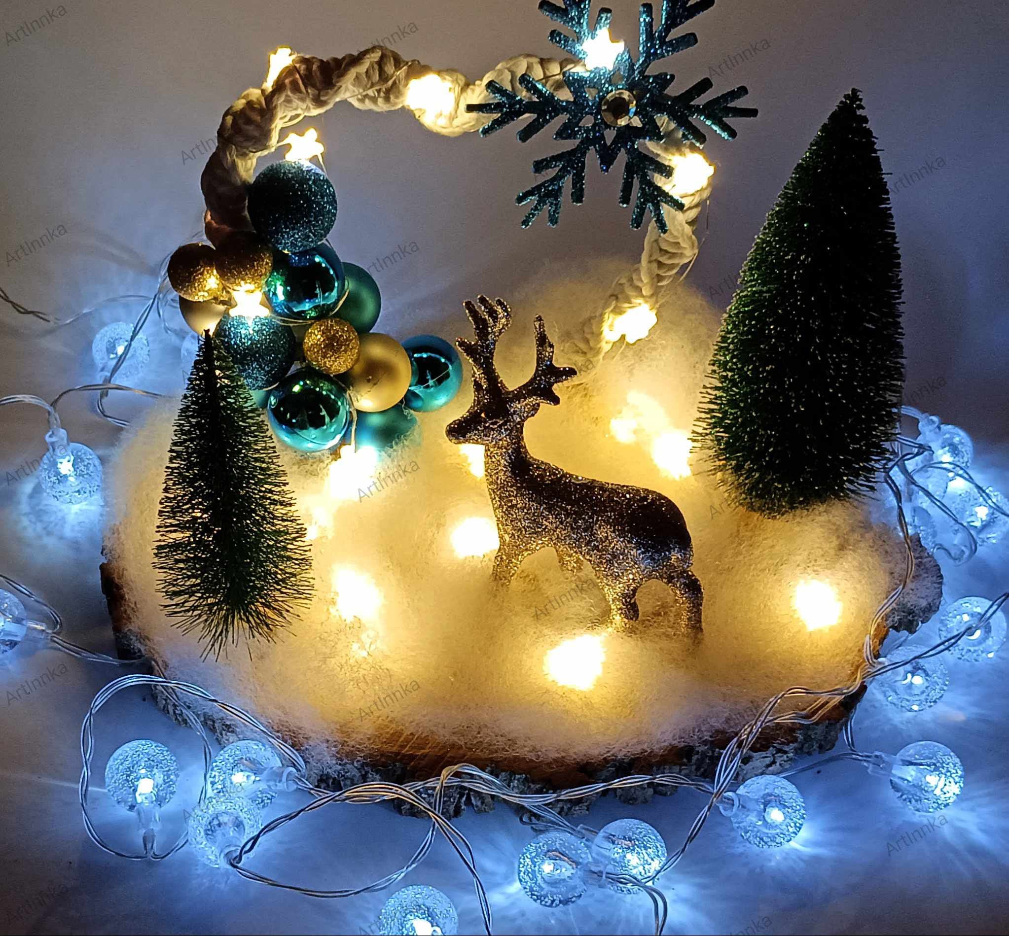 XL Christmas Tabletop With LED Fairy Lights and Deer.table - Etsy