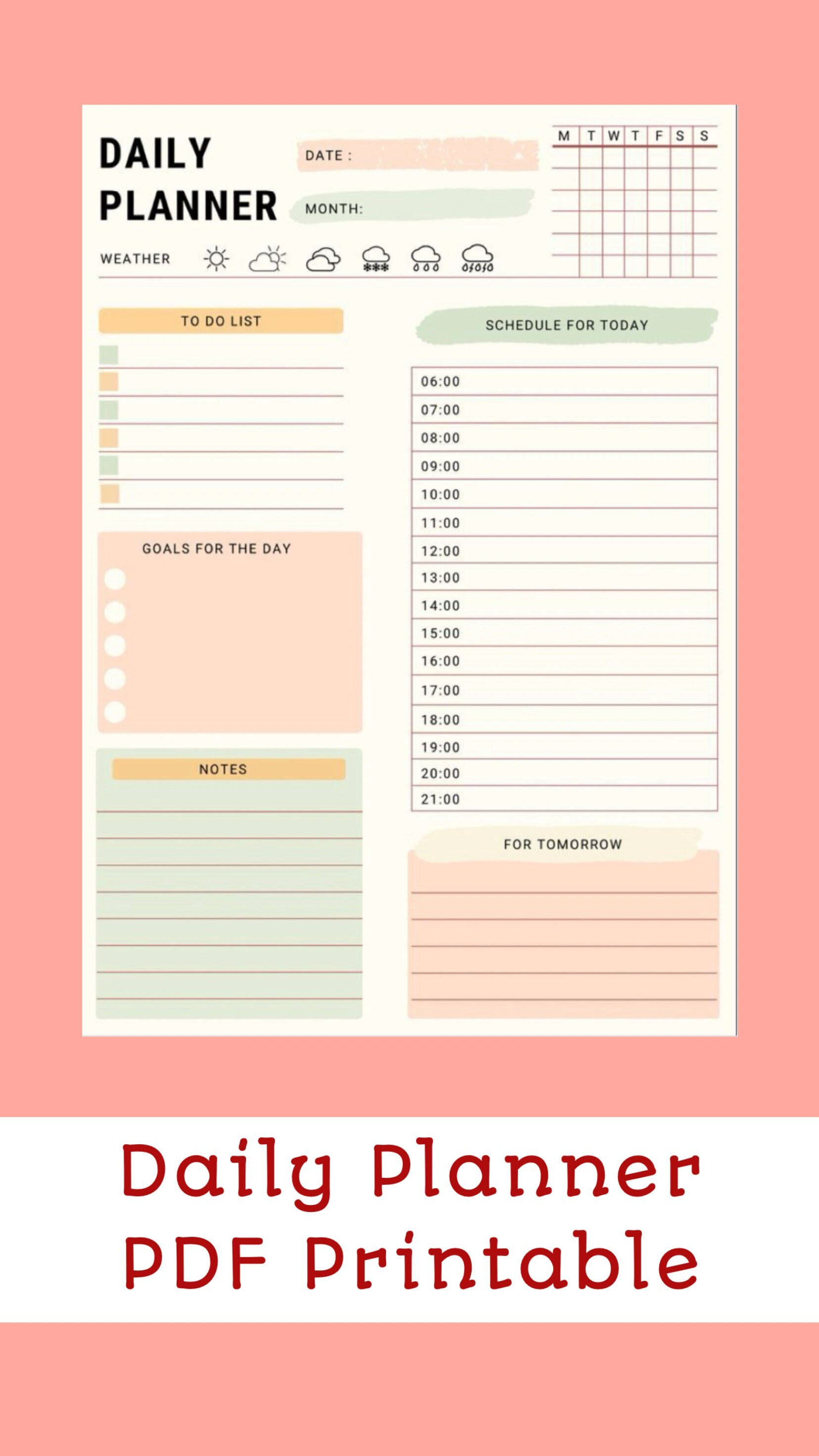 Daily Planner Printable - Etsy