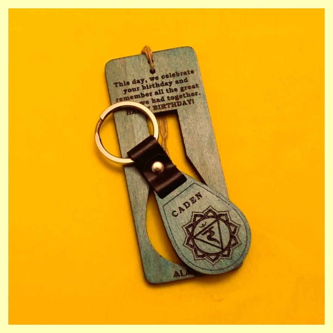 Solar Plexus Chakra Keychain Custom Keychain Personalized Wooden ...