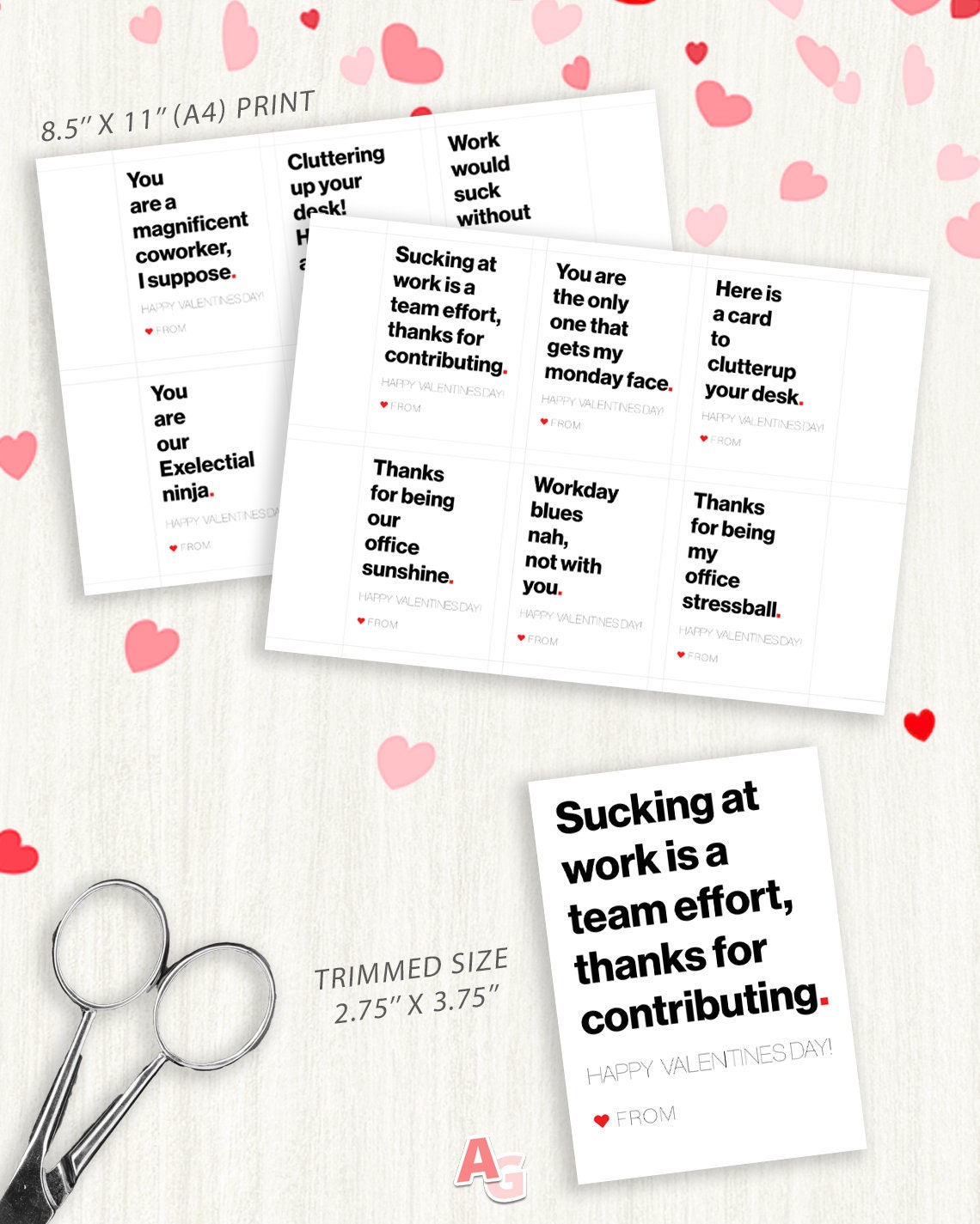 12 Coworker Valentine Cards & Gift Tags, Funny Workplace Valentines ...