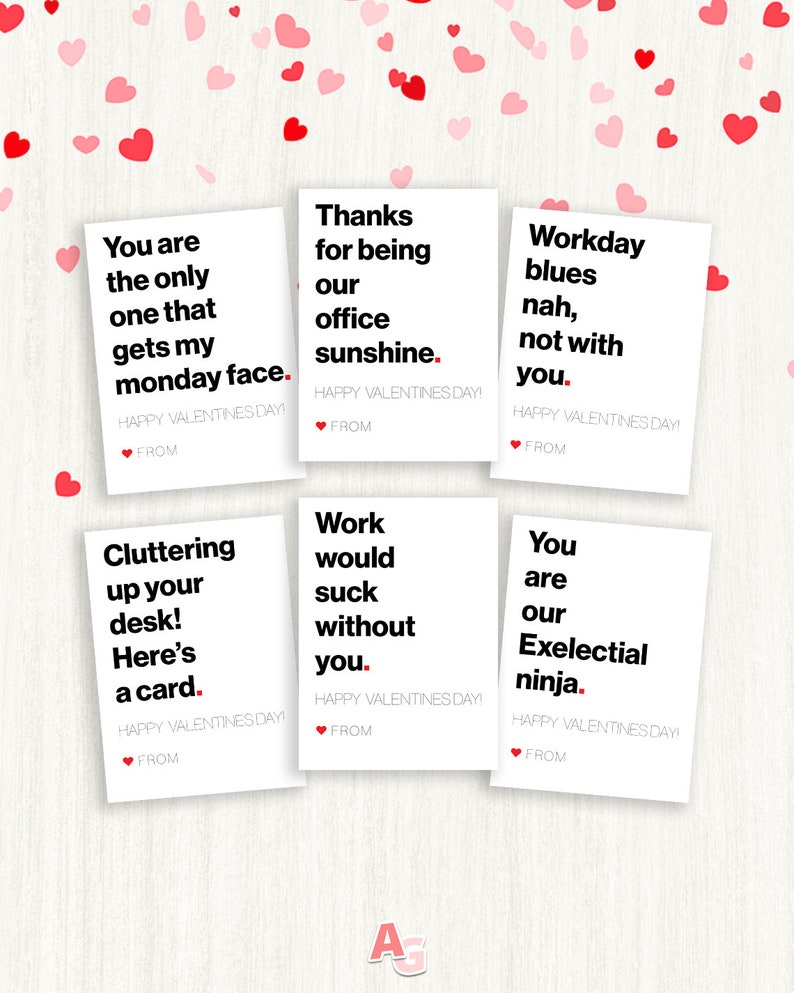 12 Coworker Valentine Cards & Gift Tags, Funny Workplace Valentines ...