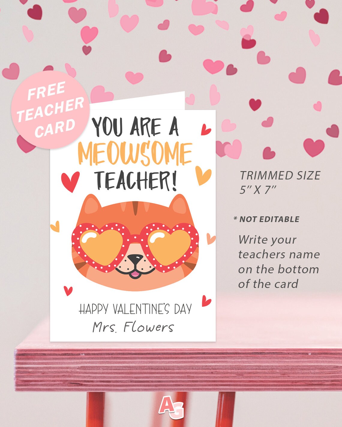12 Printable Cat Valentine's Day Cards, Classroom Valentine's Day Cards ...