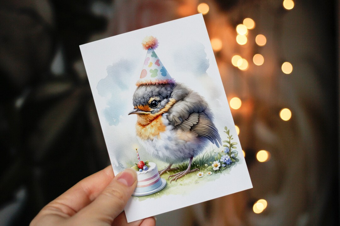 Birthday Greeting Card Cute and Adorable Baby Robin Card Wonderful for ...