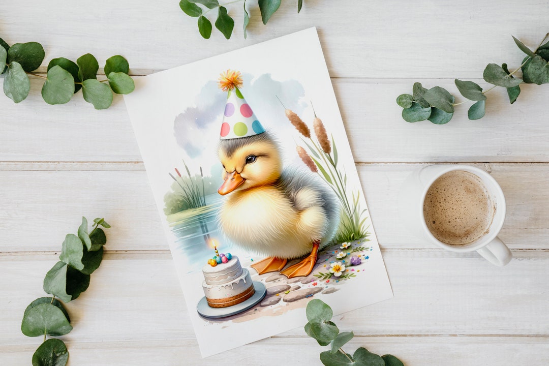 Birthday Greeting Card Cute and Adorable Duckling, Baby Duck Card ...