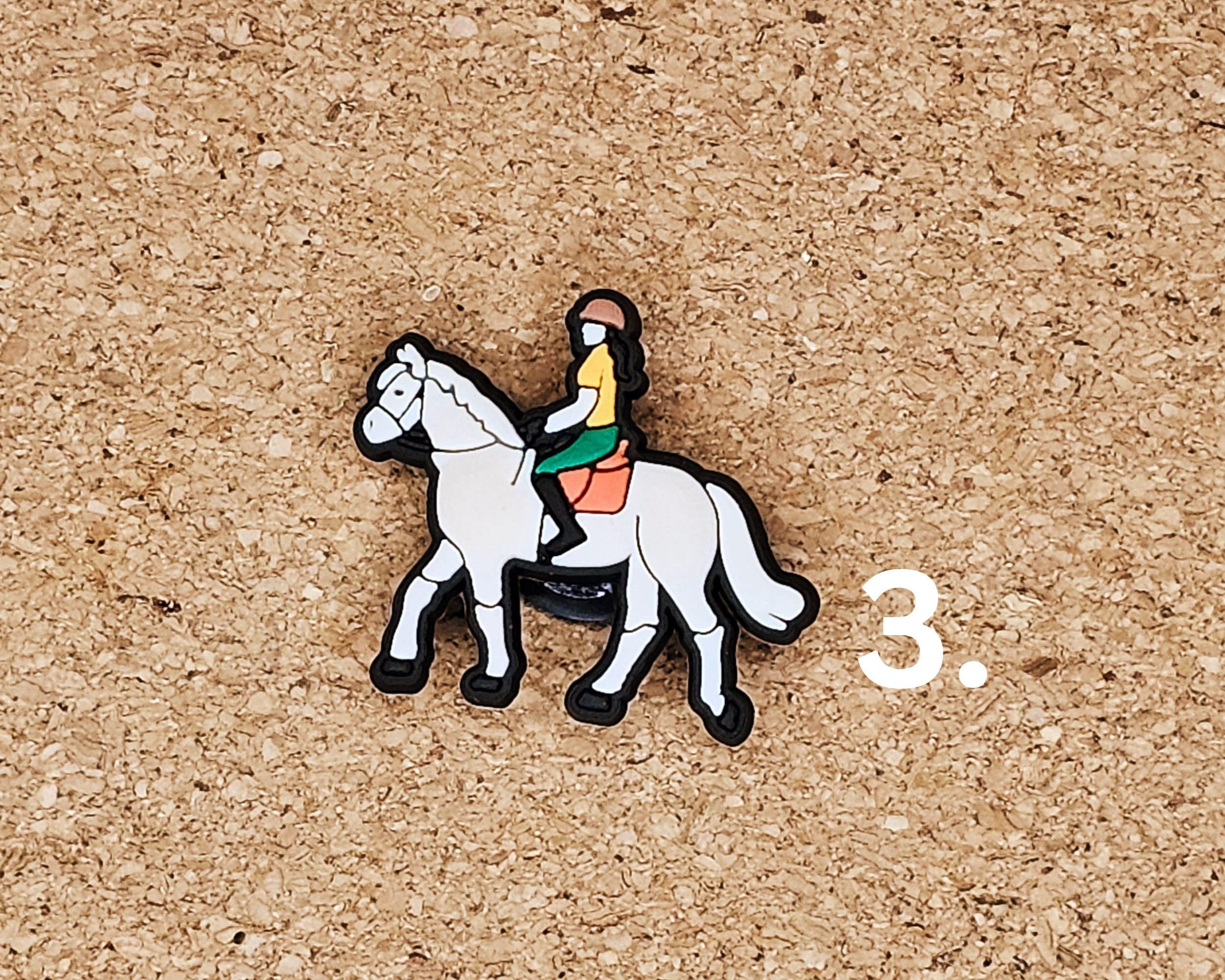 Croc Charm Pin Badge Equestrian, Horse Rider Charm Cute Charms Shoe ...