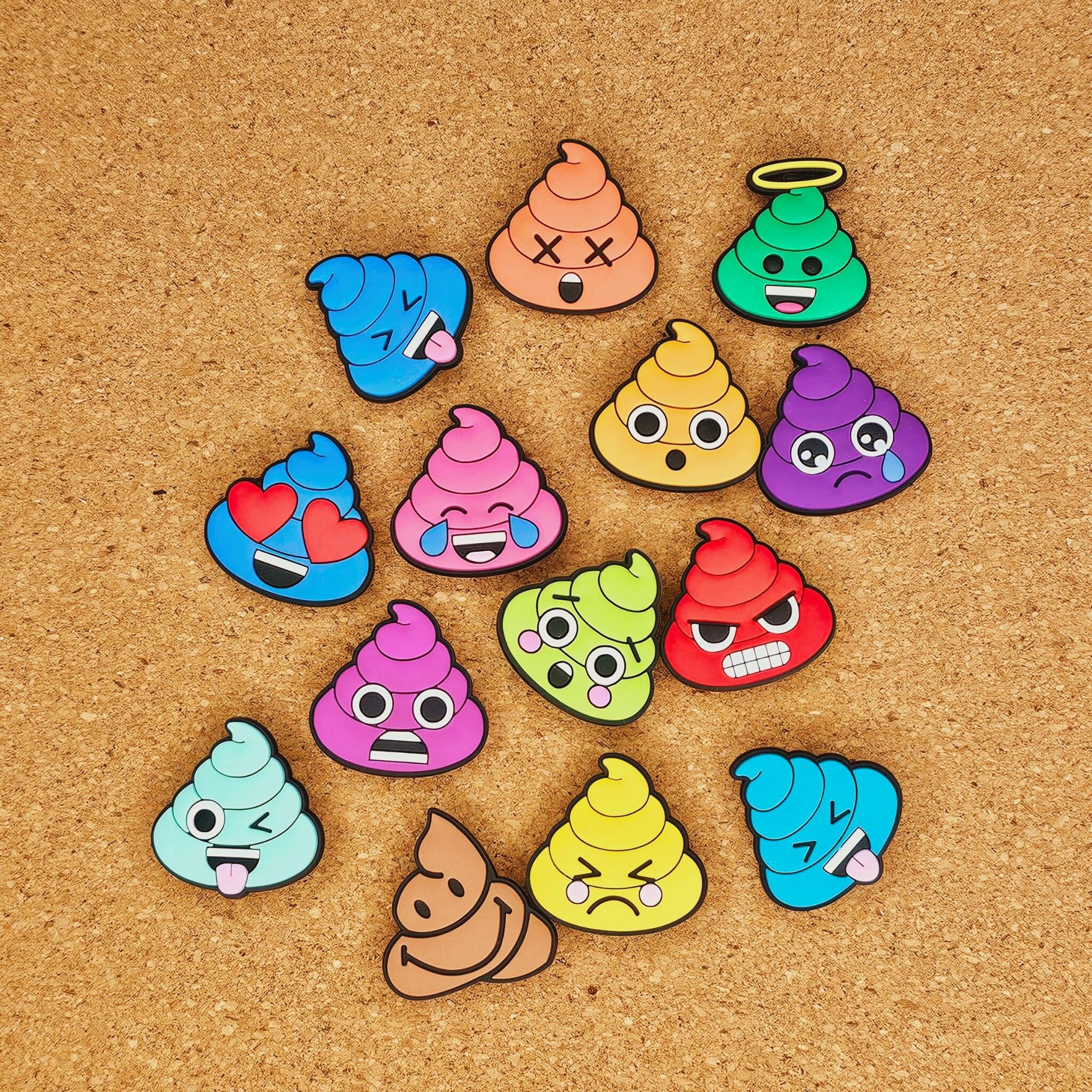 Croc Charm Pin Badge Emoji Poop, Happy, Bad, Angry, Crying, Smiling ...