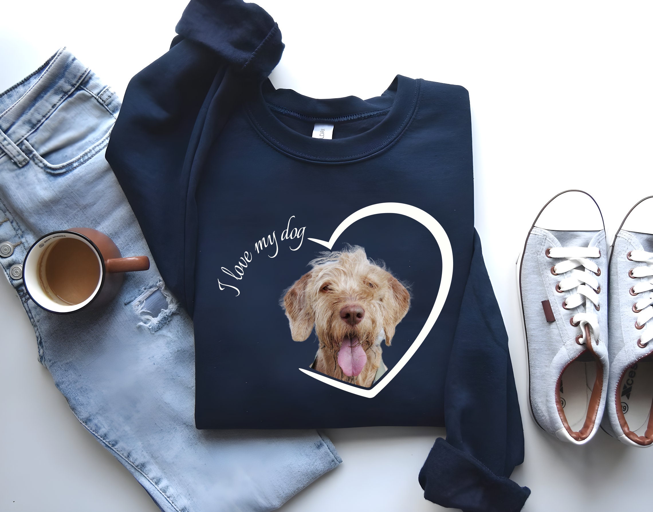 Custom Dog Sweater With Photo, Custom Heart With Photo Sweater, Custom ...